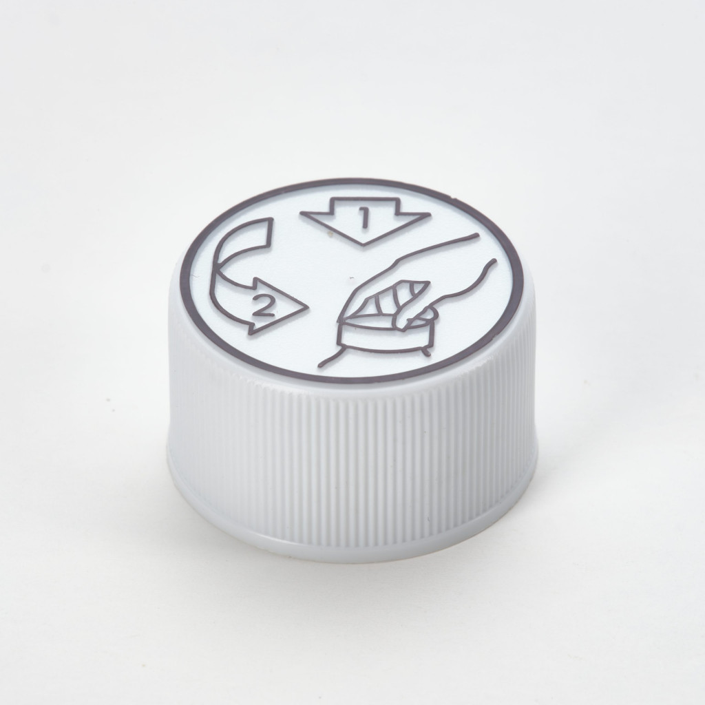 24mm Child Resistant Cap (White with wadding) - Synergy Packaging