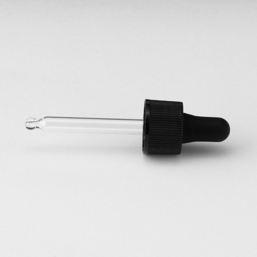 Dropper to Suit 30ml Bottle - Ribbed Wall Black - Synergy Packaging