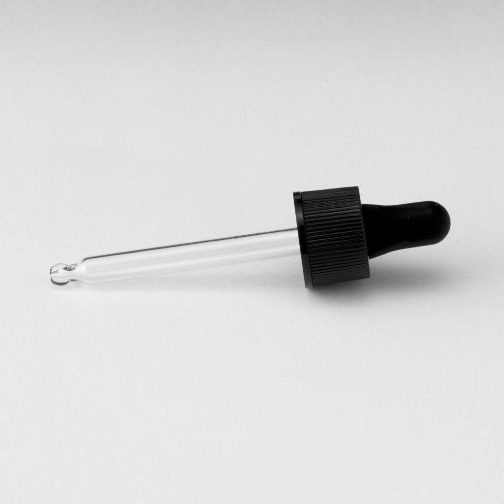 Dropper to Suit 50ml Bottle - Ribbed Wall Black - Synergy Packaging