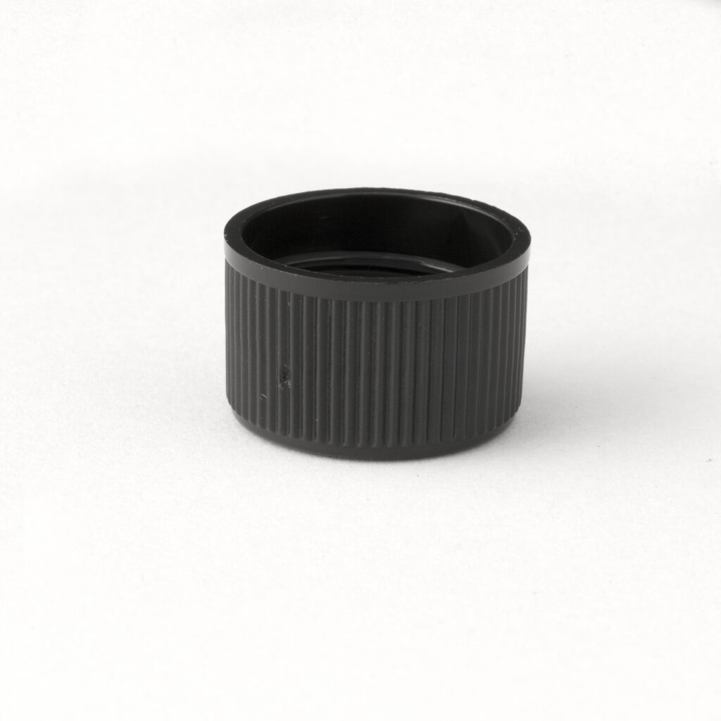 Ribbed Wall Screw Cap with Wad - Black - Synergy Packaging